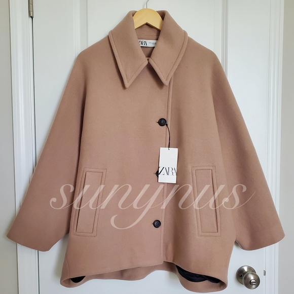 Zara | Jackets & Coats | Last Zara Cropped Oversized Wool Coat | Poshmark